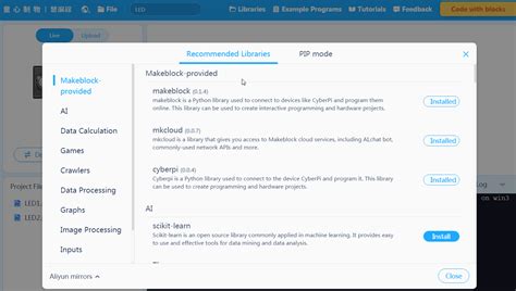 install or uninstall python libraries makeblock education