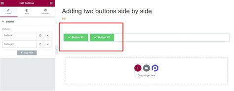 how to add two buttons side by side in elementor powerpack addons