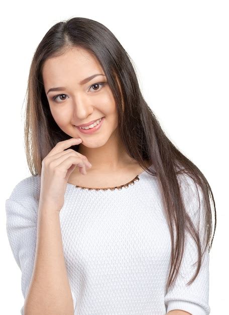 Premium Photo Casual Mixed Race Asian Caucasian Woman Smiling Looking