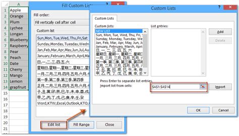 quickly create custom lists and fill cells with them in excel