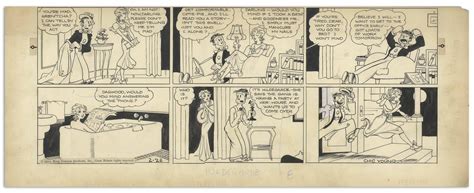 Lot Detail Chic Young Hand Drawn Blondie Sunday Comic Strip From