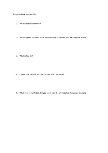 red shift and the doppler effect teaching resources