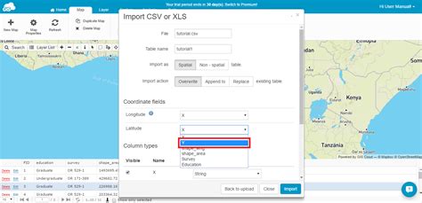 import csv xls gis cloud learning center