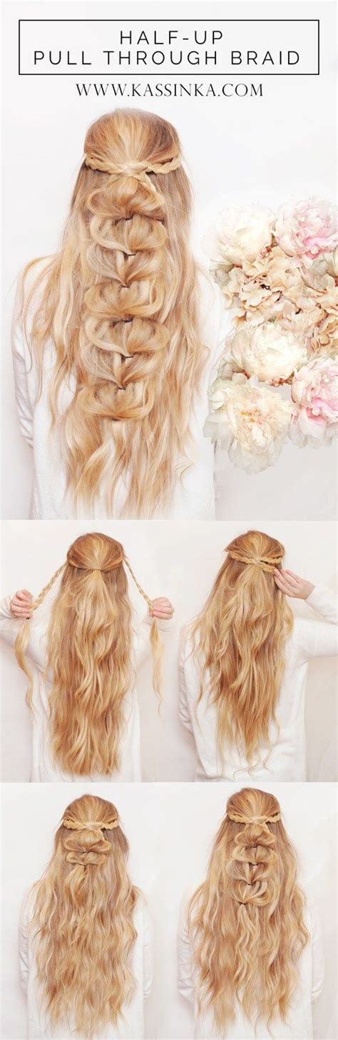 Half Up Pull Through Braid Hair Tutorial Braided Hairstyles For Wedding