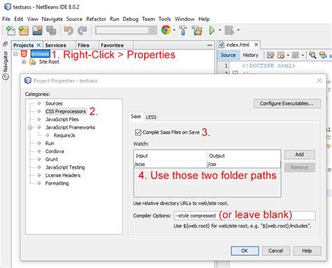 how to use sass with netbeans 8 0 1 stack overflow