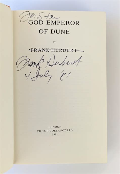 God Emperor Of Dune By Herbert Frank Near Fine Hardcover 1981 1st