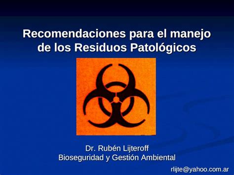 Ppt Recomendaciones Para El Manejo De Los Residuos Patológicos Rlijte