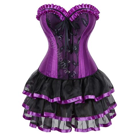 Uaang Corset Dress Sexy Corsets Overbust Bustier Tutu Skirt Party