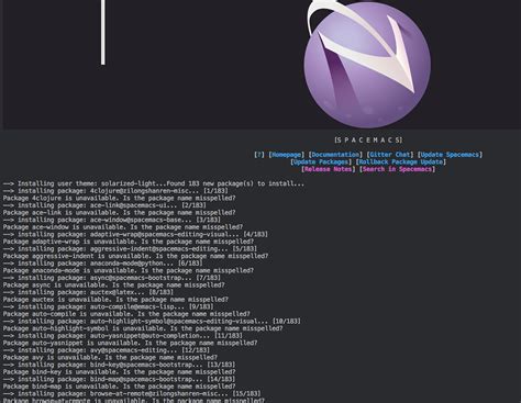 spacemacs 安装package 大量unavailable，package name misspelled， spacemacs