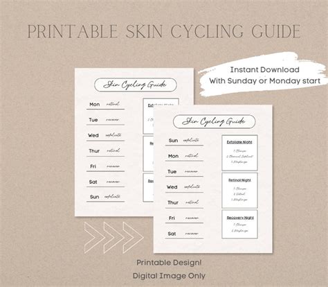 Skin Cycling Guide Cheat Sheet Skin Cycling Routine Printable Template