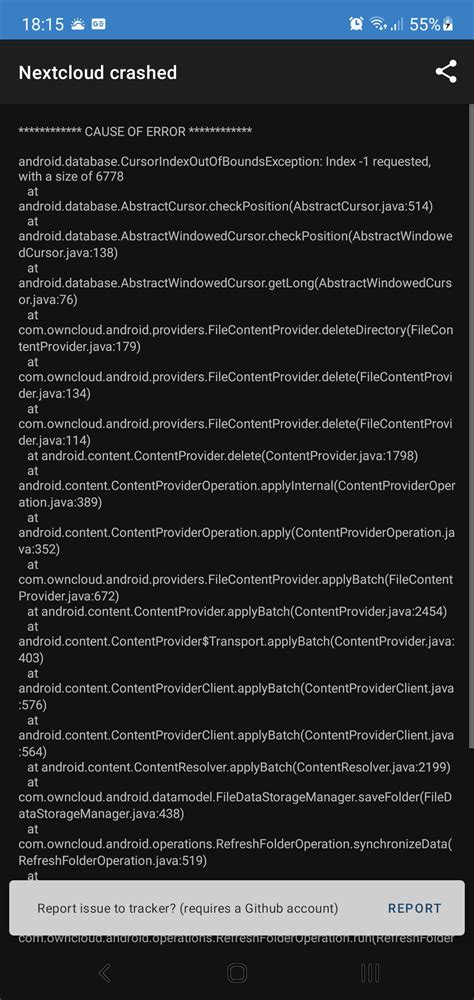 nextcloud android app crashes · issue 7881 · nextcloud android · github