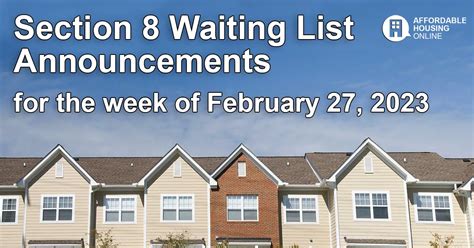 Section 8 Waiting List Announcements Feb 27 2023 Affordable