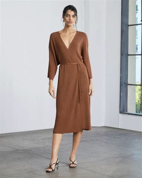 Everlane The Ribbed Wrap Midi Dress