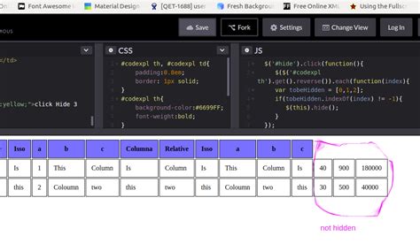 javascript how to hide th related all the columns in jquery stack