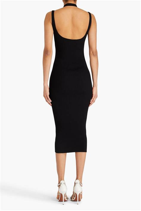 AlaÏa Ribbed Knit Halterneck Midi Dress The Outnet