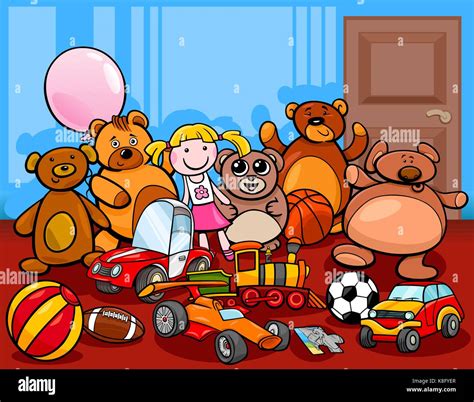 Cartoon Illustration Of Toys Objects Characters Group Stock Vector