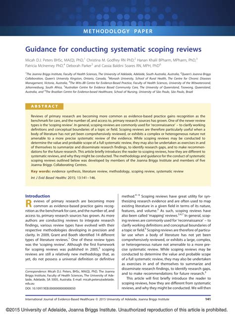 Pdf Guidance For Conducting Systematic Scoping Reviews
