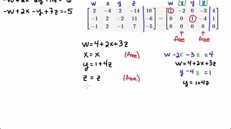 underdetermined system of equations rref youtube