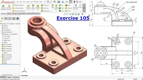 solidworks tutorial for beginners exercise 105 youtube