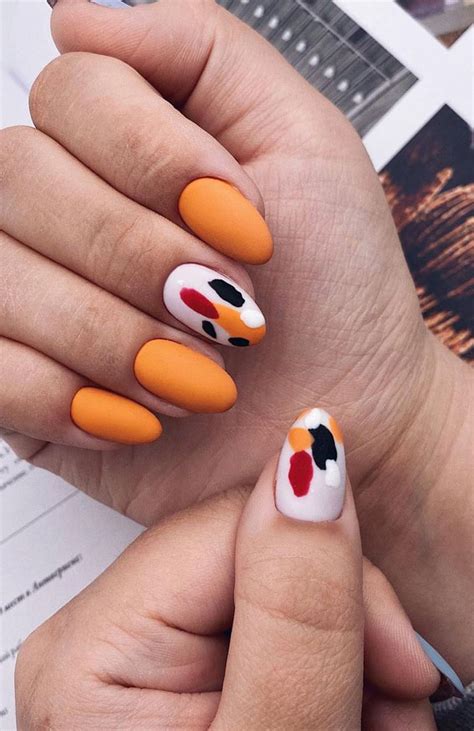 35 Cute Orange Nail Ideas To Rock In Summer Abstract White Matte