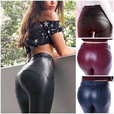 Buy Cross1946 Women Pu Leather Pants High Elastic