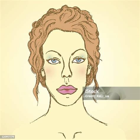 Sketsa Wajah Wanita Lucu Ilustrasi Stok Unduh Gambar Sekarang