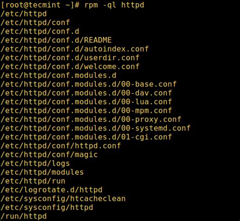 how to list files installed from a rpm or deb package in linux