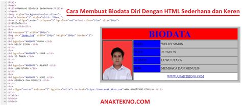 cara membuat biodata diri dengan html sederhana dan keren