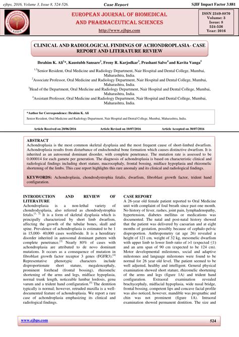 Pdf Clinical And Radiological Findings Of Achondroplasia Case Report