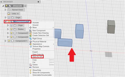 如何从fusion 360将多个零部件和实体导出为stl