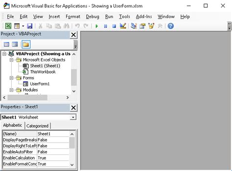 showing a userform