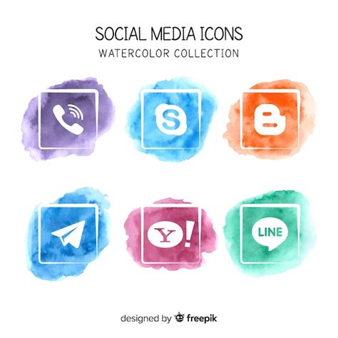 Free Vector Social Media Watercolor Icons