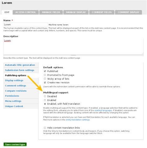 configure content types for entity translation entity translation