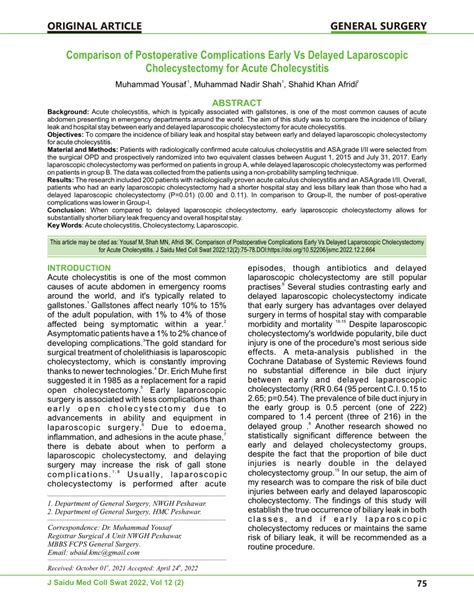 Pdf Comparison Of Postoperative Complications Early Vs Delayed