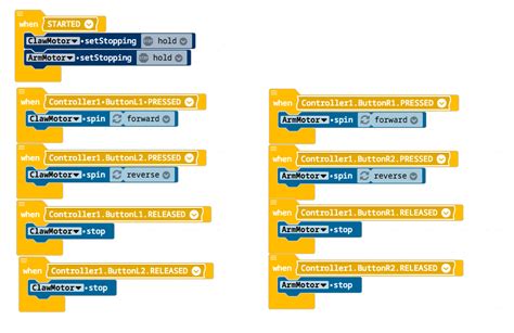 vcs example program with controller modkit claw and arm vex