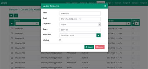 asp mvc full ajaxify and bootstrap grid with crud operation by bhplugin