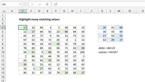 excel formula highlight many matching values exceljet