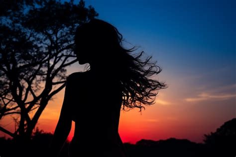 Premium Ai Image Silhouette Of A Woman Standing In Front Of A Tree At