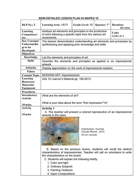 A Semi Detailed Lesson Plan In Mapeh 10 A Semi Detai Mores Pics