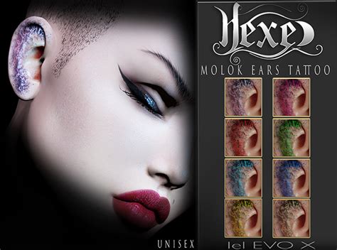 Second Life Marketplace Hexed Molok Ears Tattoo Bom Evox