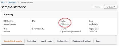 创建 microsoft sql server 数据库实例并连接到该实例 amazon relational database service