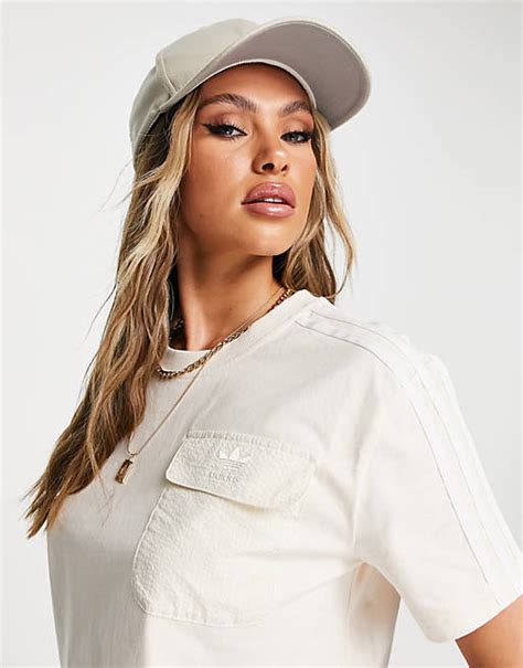 Adidas Originals Adicolor Seersucker T Shirt In Off White Asos