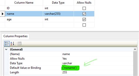 sql server how to set column defaults for linked tables