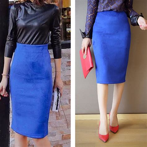 Women Skirts Suede Solid Color Pencil Skirt Female Autumn Winter High