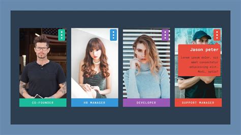 how to create the our team section using html css and javascript our