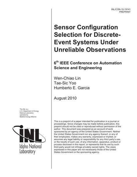 pdf sensor configuration selection for discrete event systems under