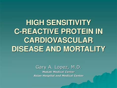 Ppt High Sensitivity C Reactive Protein In Cardiovascular Disease And