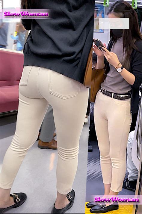 【ol秘蔵品44】エロい白スキニーパンツ！お尻の形が最高な高身長スレンダーちゃんを顔出粘着 Pcolle