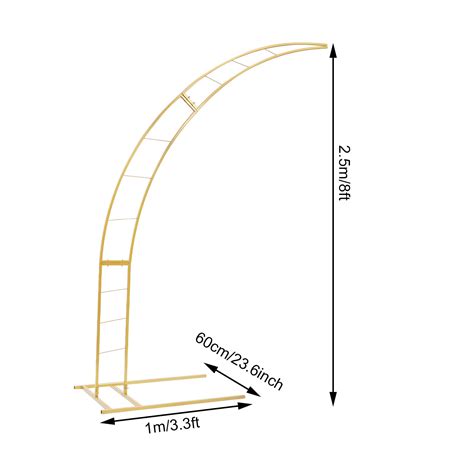 8ft Gold Metal Crescent Moon Wedding Arch Stand Curved Flower Frame