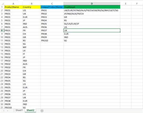 excel concatenate the values in one column separated by